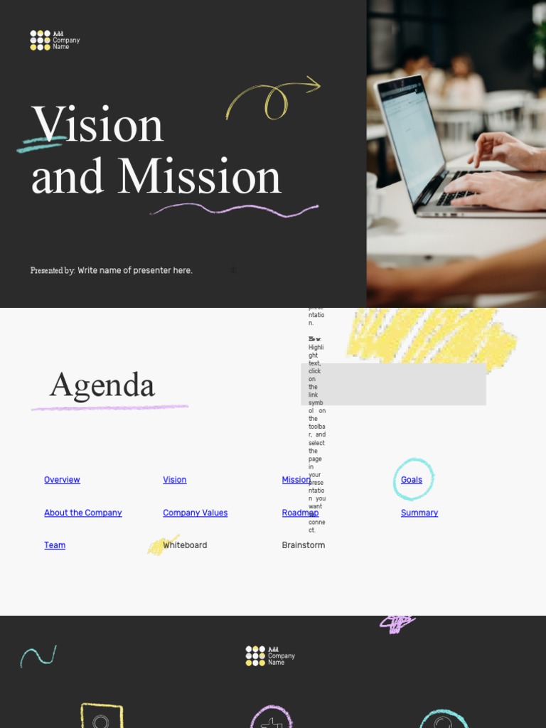 Black and White Yellow Purple Scribbles and Doodles Vision Deck Business Presentation | PDF ...