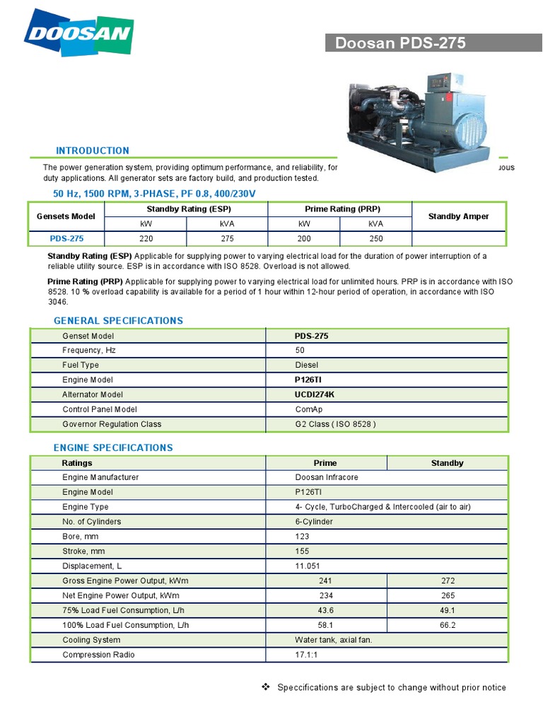 Doosan PDS-275 Datasheet | Download Free PDF | Systems Engineering | Electrical Engineering