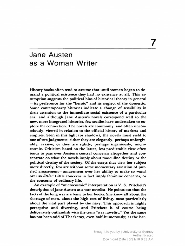 Austen As A Female Writer | PDF