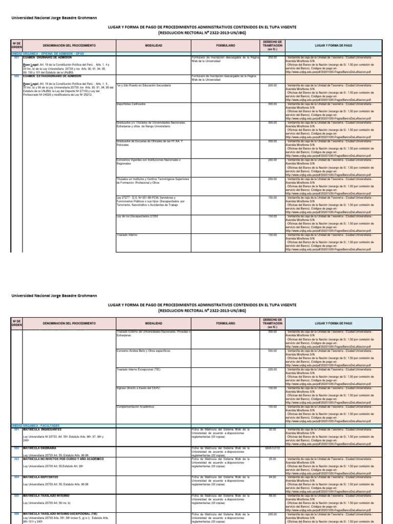 TUPA ACTUALIZADO | PDF | Etapas educativas | Perú