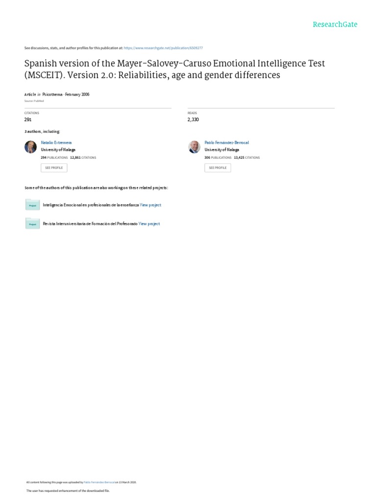 Emotional Intelligence Test MSCEIT | PDF