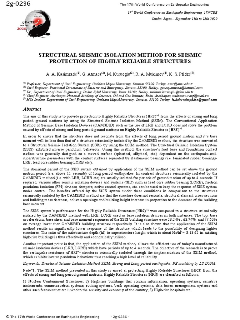 Structural Seismic Isolation Method For Seismic | Download Free PDF | Earthquake Engineering ...