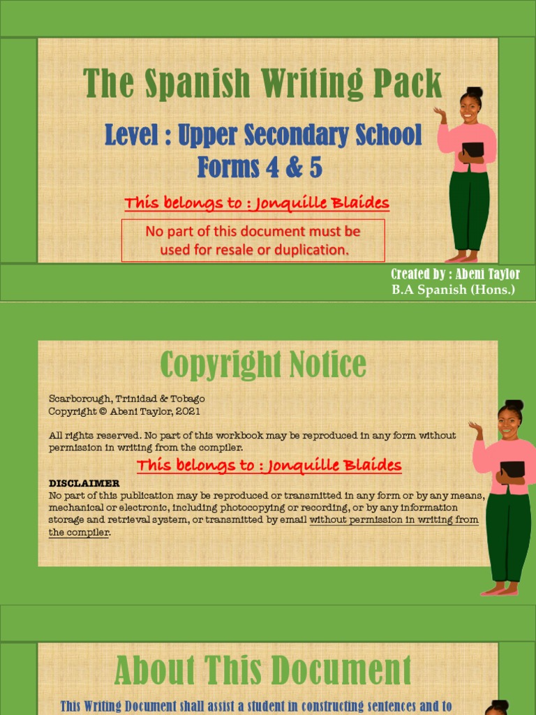 TheSpanishWritingPackage UpperSecondarySchool JBlaides | PDF ...