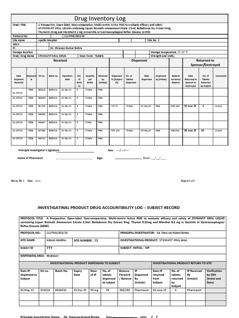 Accountability Logs | PDF | Health Sciences | Drugs