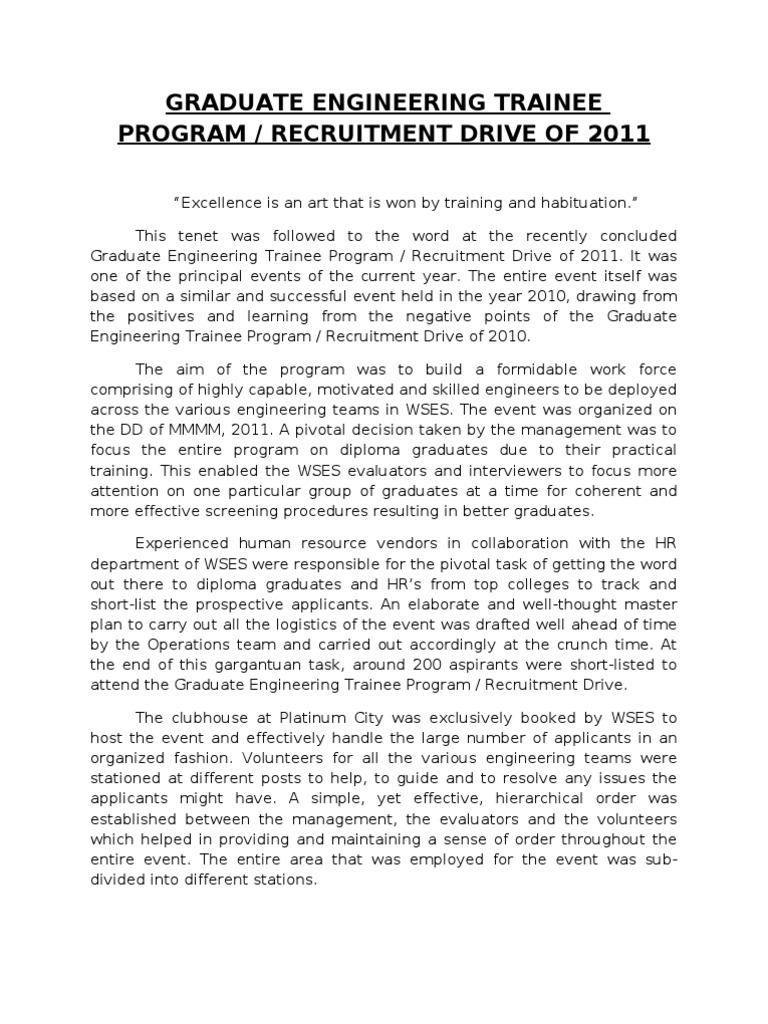 The Graduate Engineering Trainee Program | PDF | Human Resource ...
