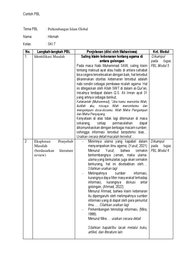 Template Tugas PBL Modul Professional | PDF