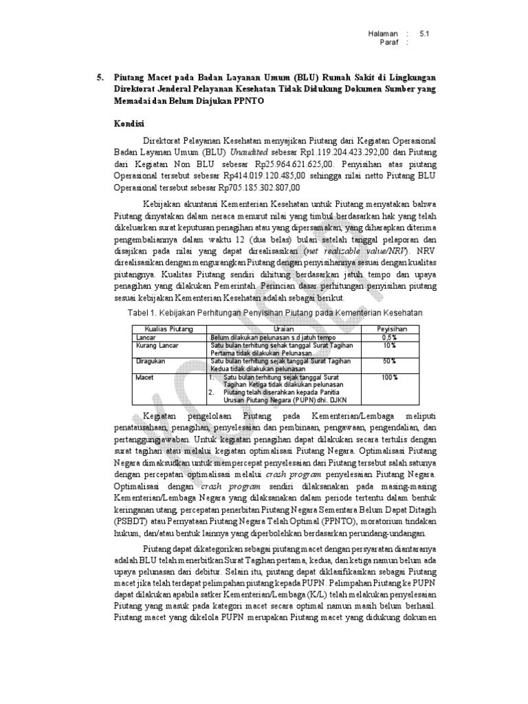 5. Konsep TP_Piutang PPNTO Ditjen Yankes | PDF