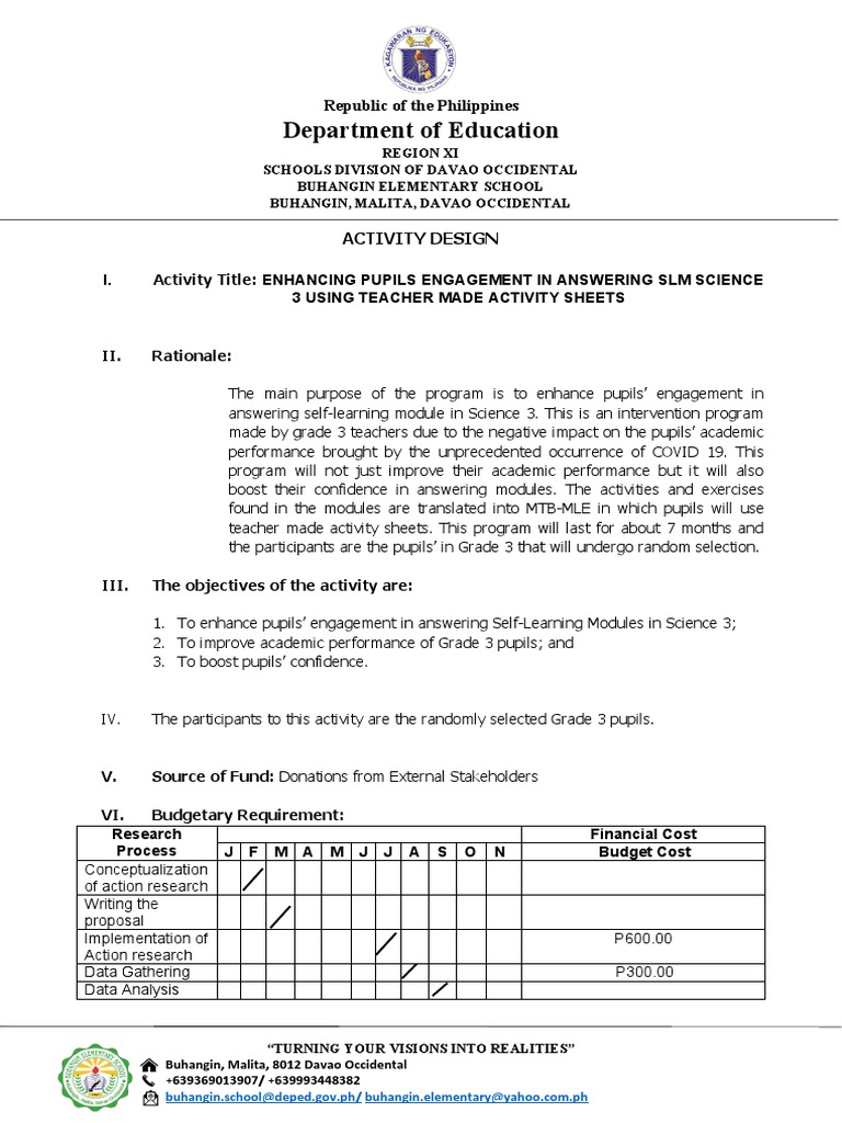 Activity Design Intervention Program | PDF