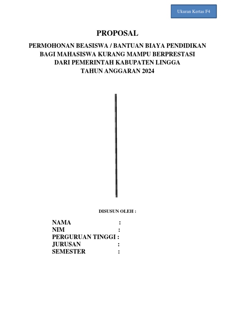 Contoh Proposal Beasiswa Tahun Anggaran 2024 Fix | PDF