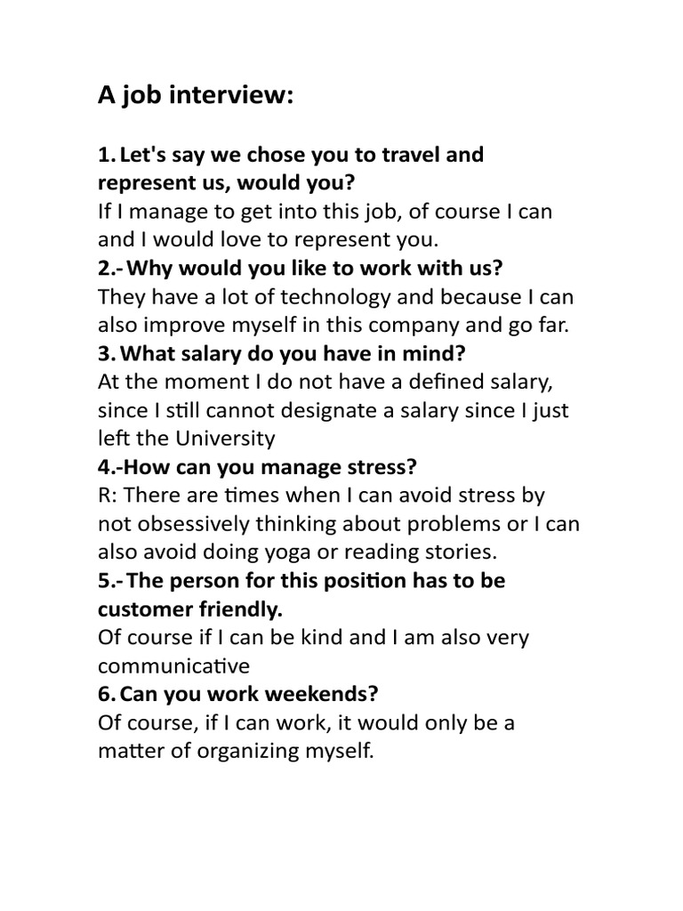 A Job Interview | PDF