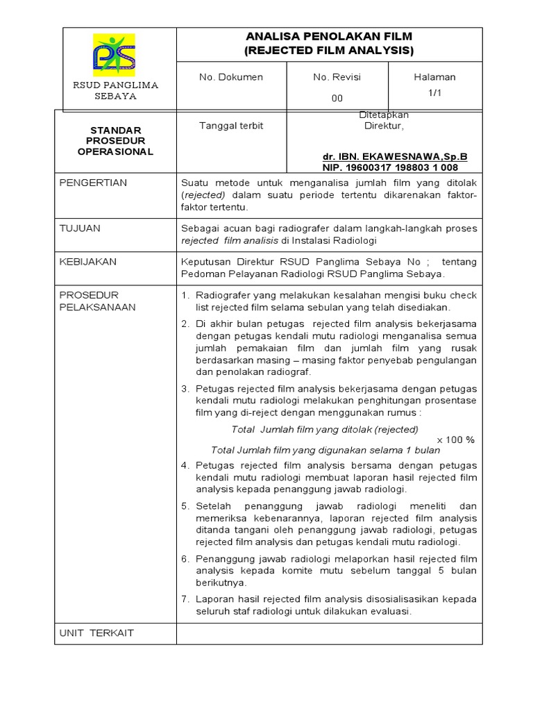 - SPO - ANALISA PENOLAKAN FILM (REJECTED FILM ANALYSIS) | PDF
