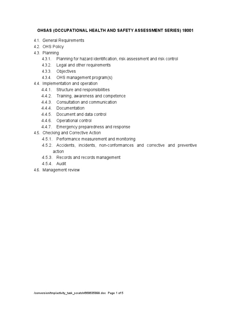 OHSAS Vs SMK3 | PDF | Occupational Safety And Health | Risk