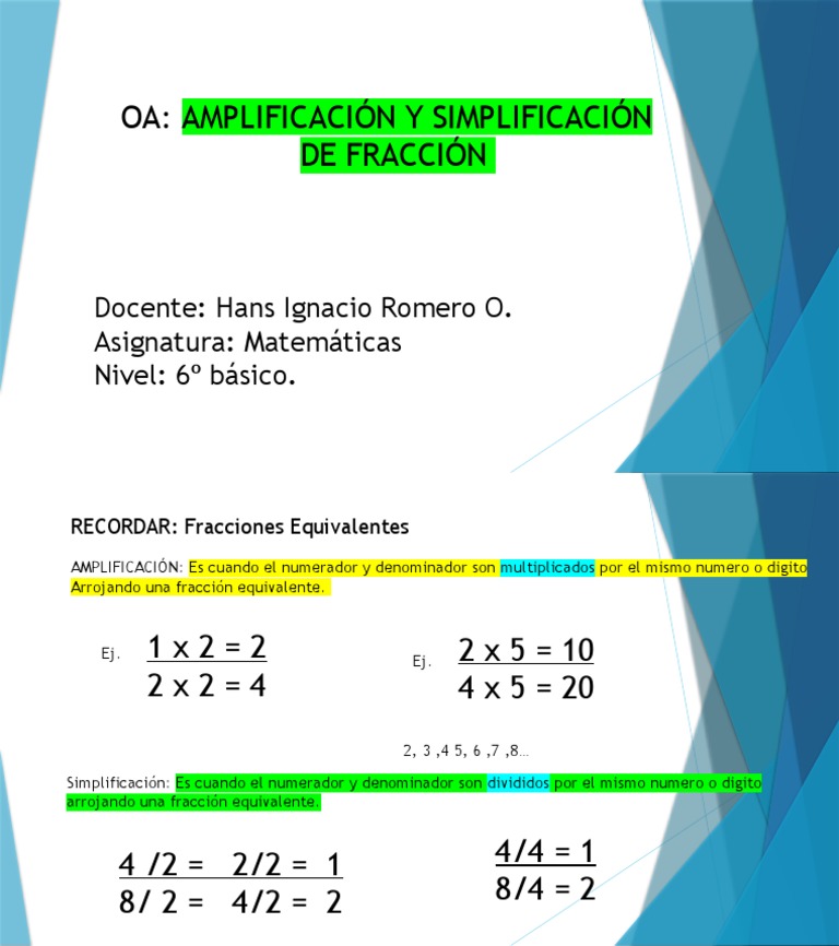 Fracciones- Amplificación y simplificación | PDF