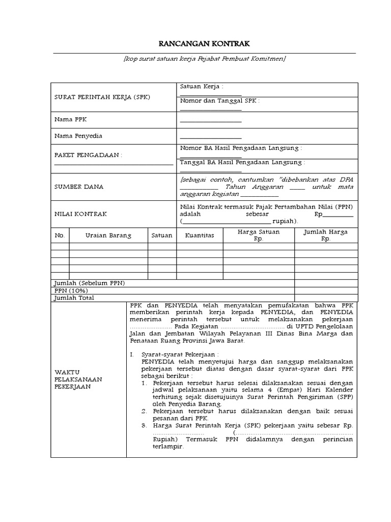 Rancangan Kontrak | PDF