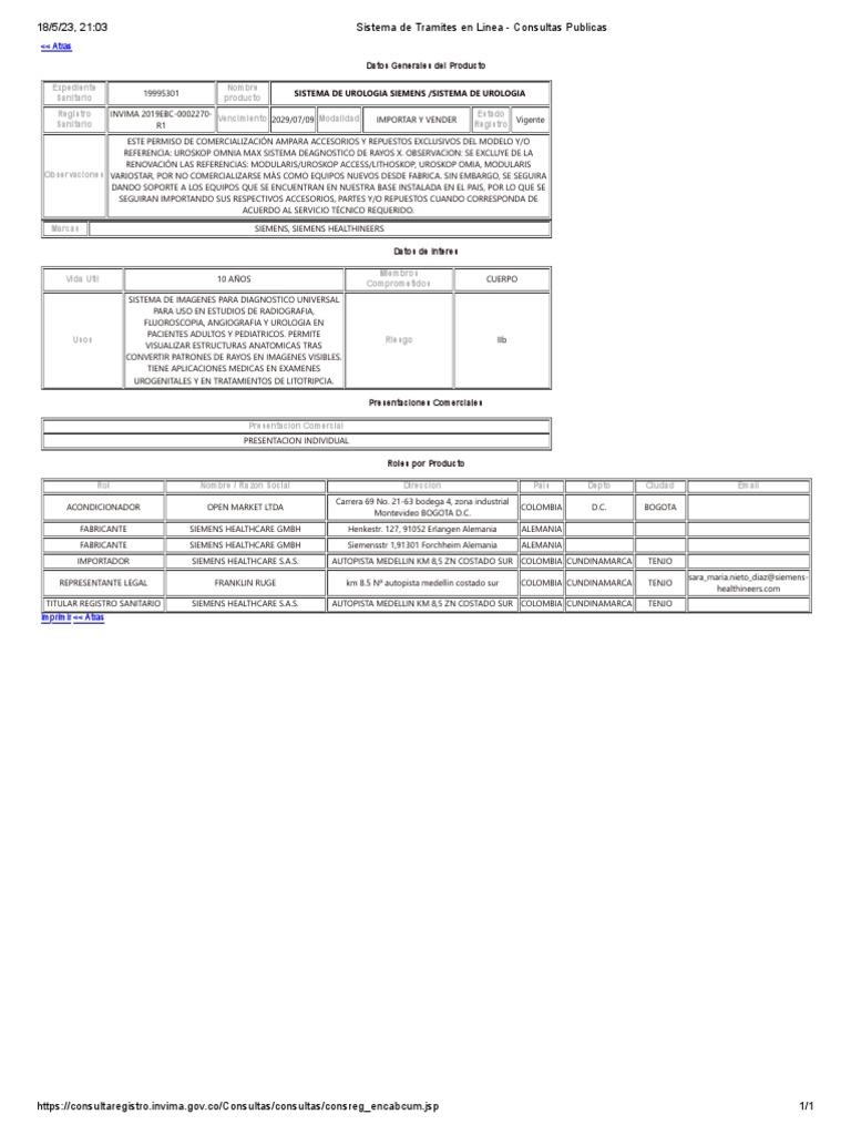 Anexo 3. Registro Invima Uroskop Omnia Max | PDF | Especialidades ...