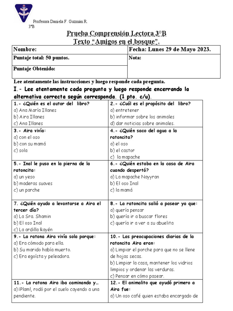 Amigos en El Bosque Prueba | PDF