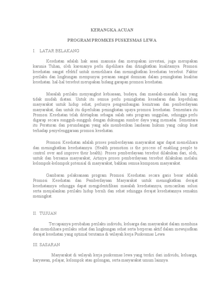 Program Promkes Puskesmas Lewa 2022 | PDF