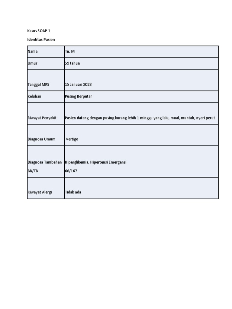 Kasus SOAP 1 Word | PDF