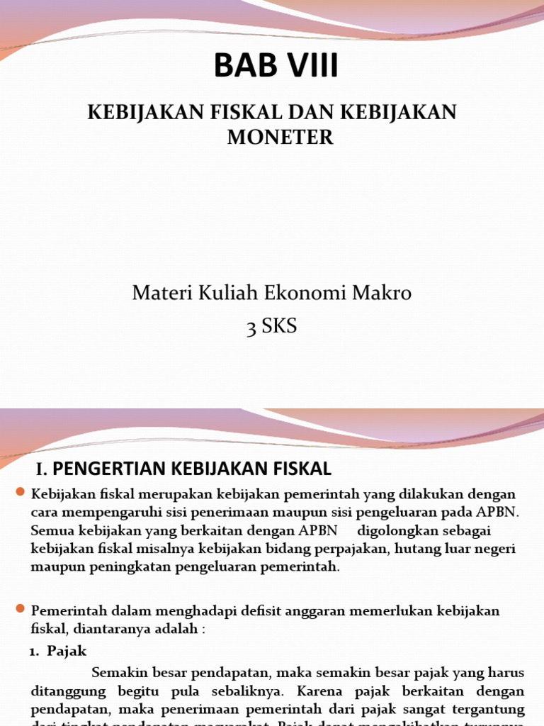 Bab 8 - Kebijakan Fiskal Dan Kebijakan Moneter | PDF