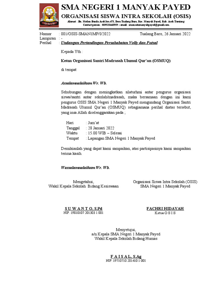Surat Undangan Pertandingan Persahabatan | PDF Surat Undangan Pertandingan Persahabatan | PDF
