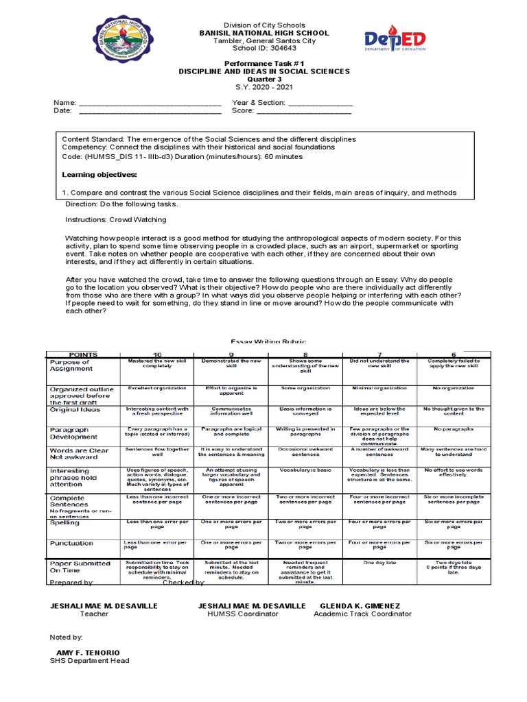 Q3-Performance Task-1 - DISS | PDF