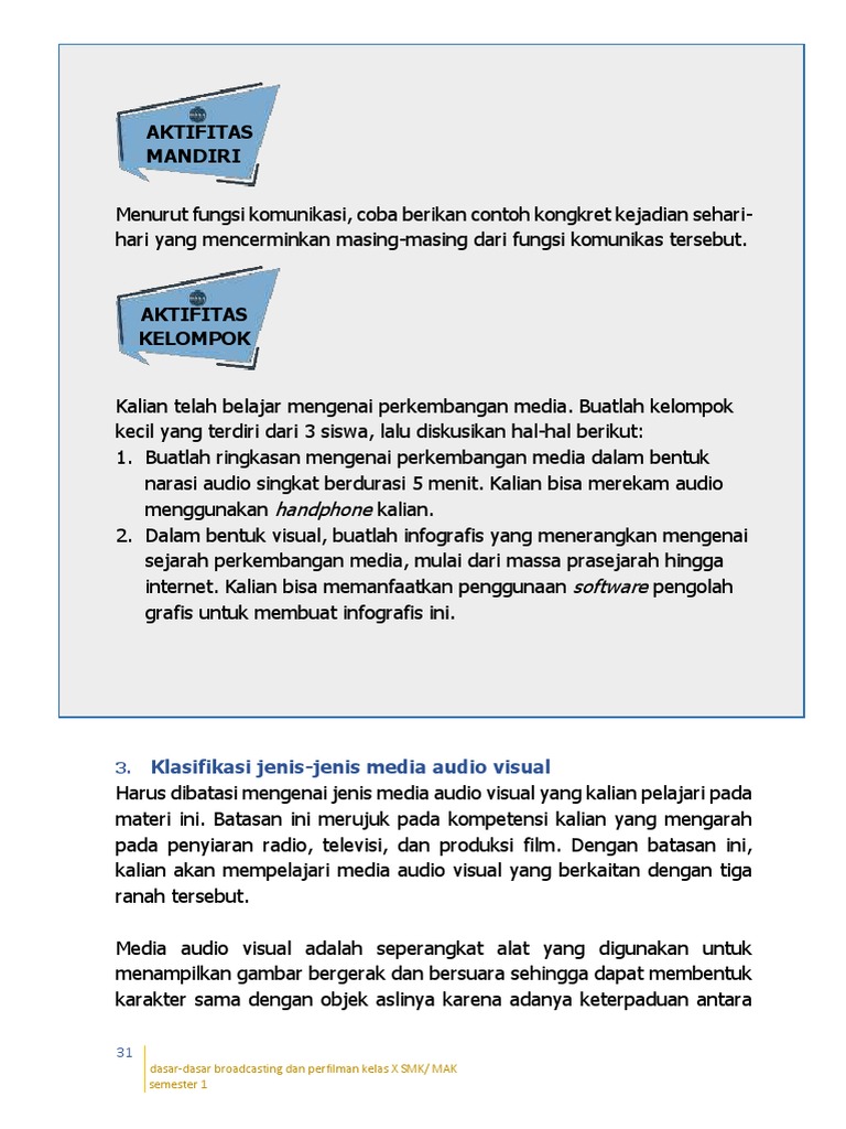 Klasifikasi Jenis-Jenis Media Audio Visual | PDF