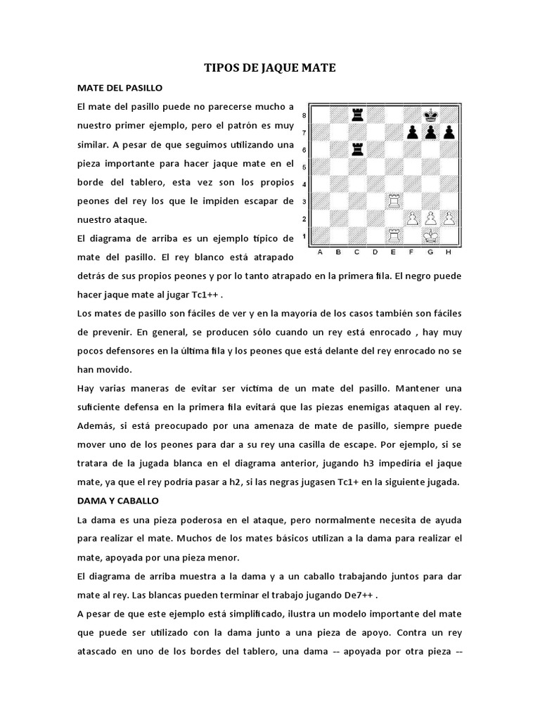 Tipos de Jaque Mate | PDF | Juegos de mesa | Juegos tradicionales