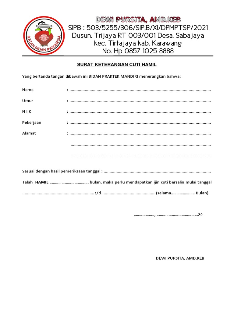 Surat Keterangan Cuti Hamil | PDF