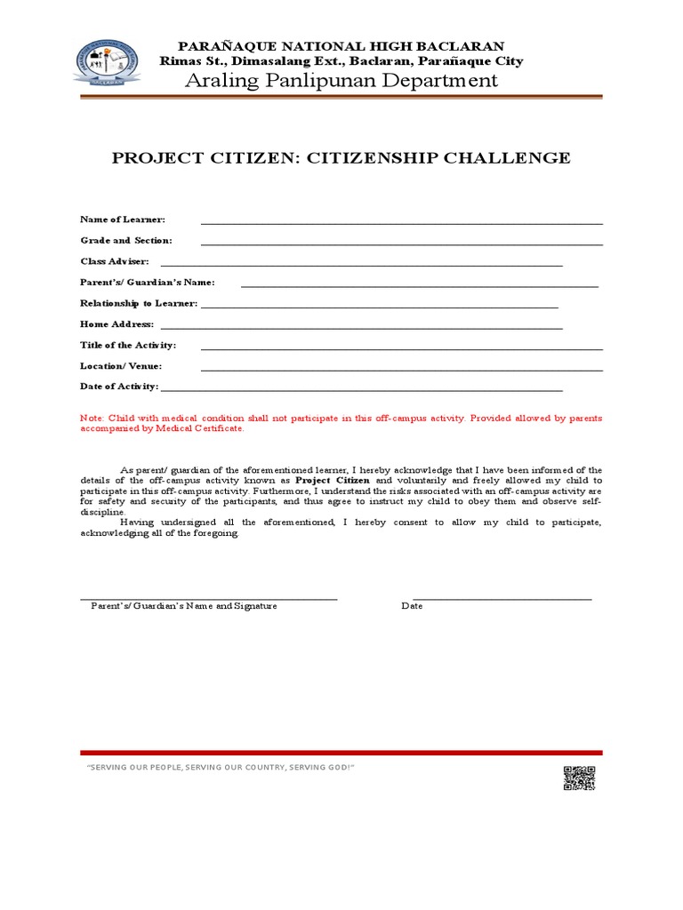 Project Citizen Consent Form | PDF