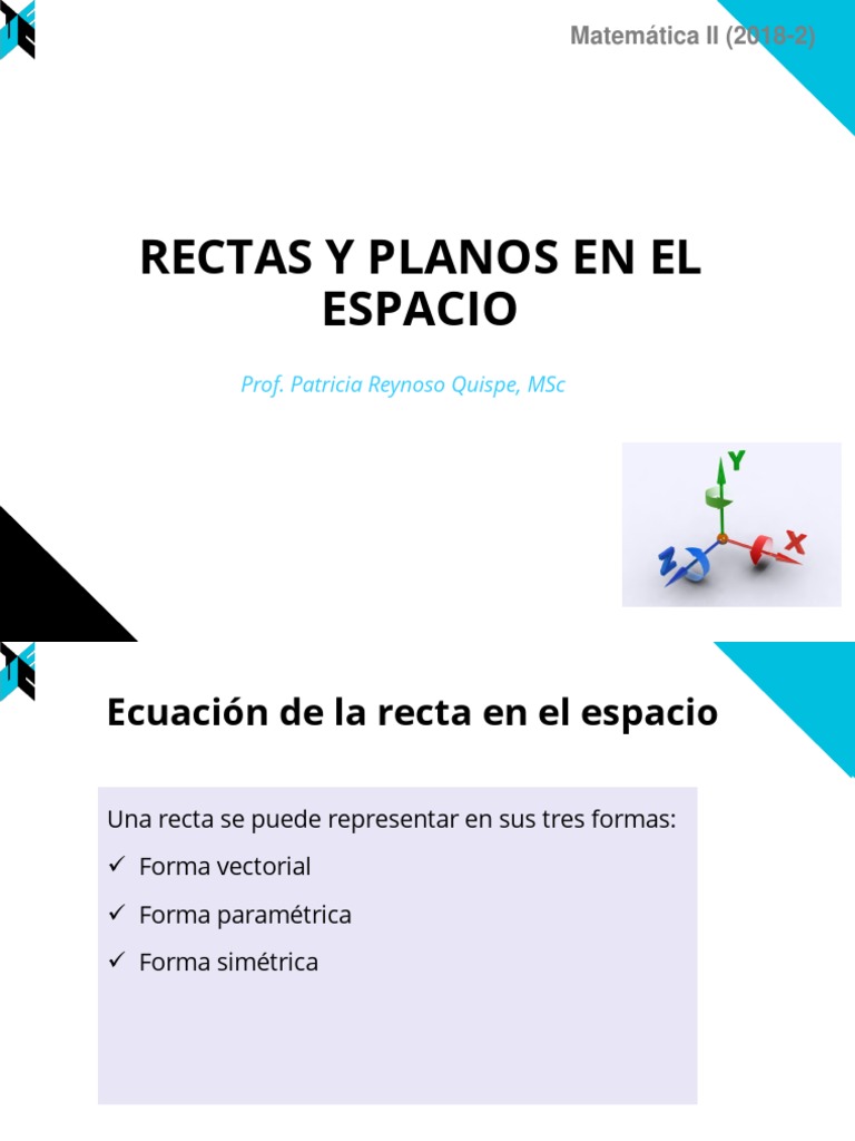 Clase 27-08 - Rectas y Planos en El Espacio - Patricia Reynoso | PDF | Vector Euclidiano ...