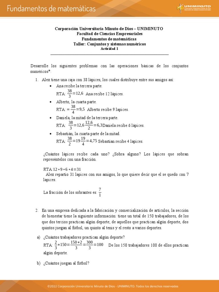 Actividad 1 Matematicas | PDF