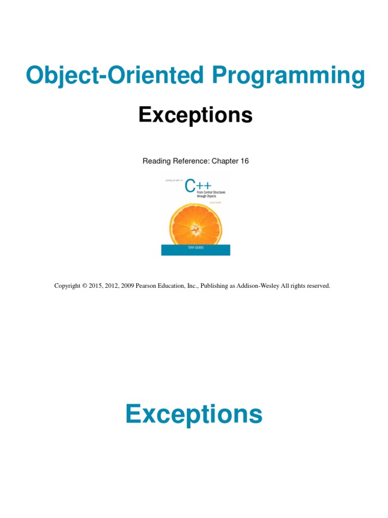 Lecture08 CH 15-I (Exceptions) | PDF | Class (Computer Programming) | Parameter (Computer ...