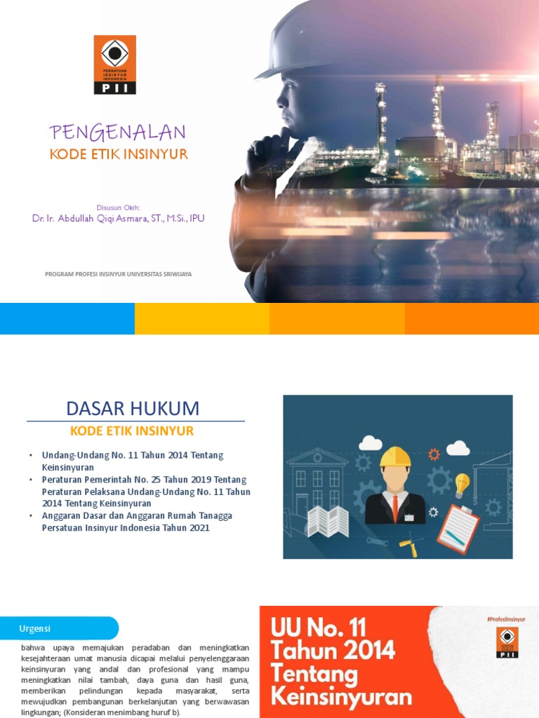 Pengenalan Kode Etik Insinyur - PII - PSPPI Unsri - 07012023 | PDF