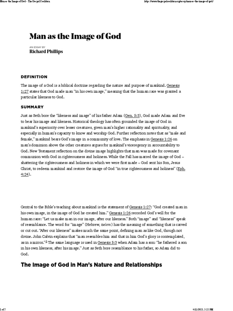 Man As The Image of God - The Gospel Coalition | PDF | Image Of God | God