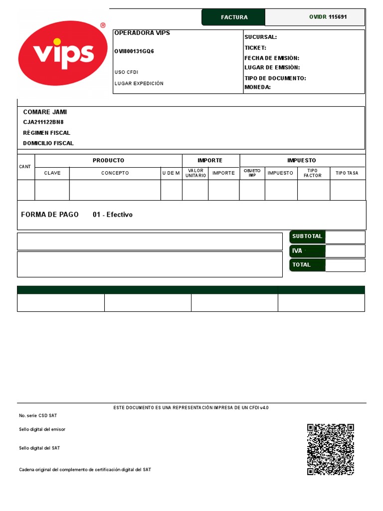 Operadora Vips: 601 - General de Ley Personas Morales 11560 | PDF ...