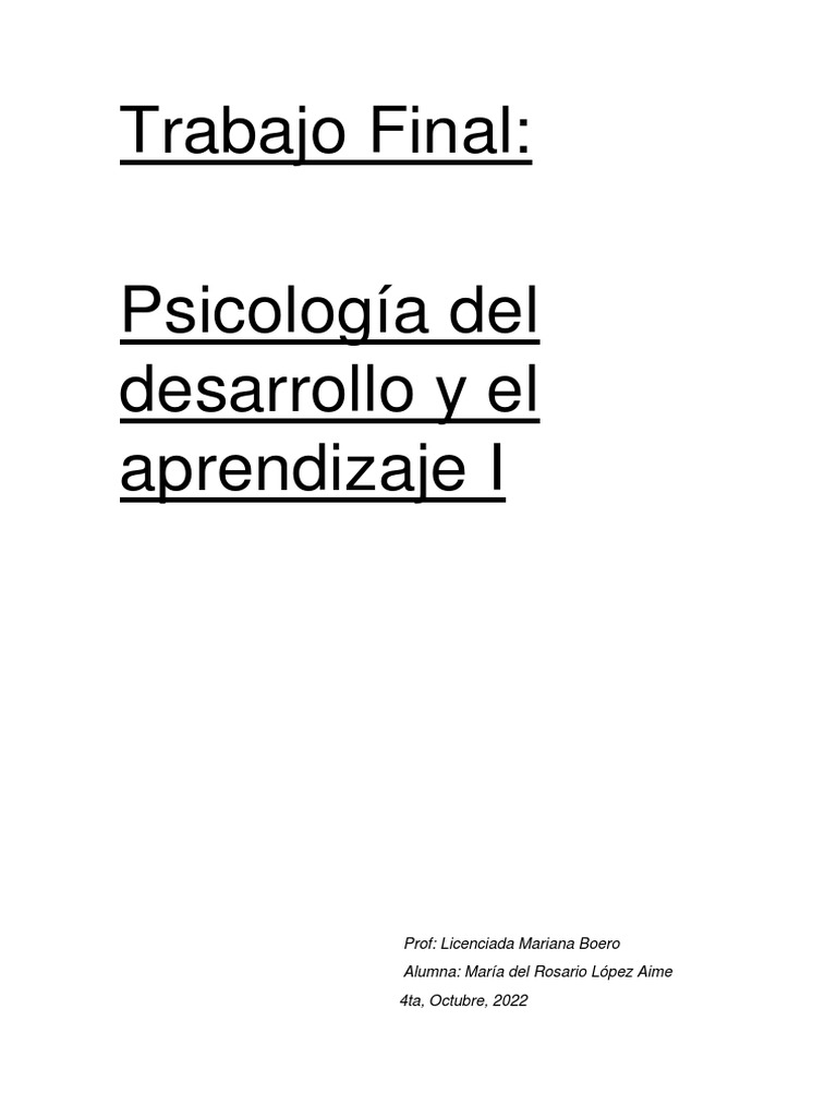 Lopez Aime, Trabajo Final Psicologia Del Desarrollo y El Aprendizaje 1 | PDF | Aprendizaje ...