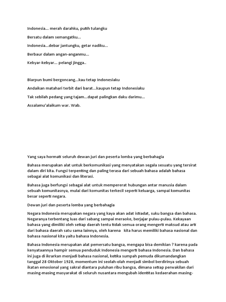 Teks Pidato Bahasa Indonesia | PDF