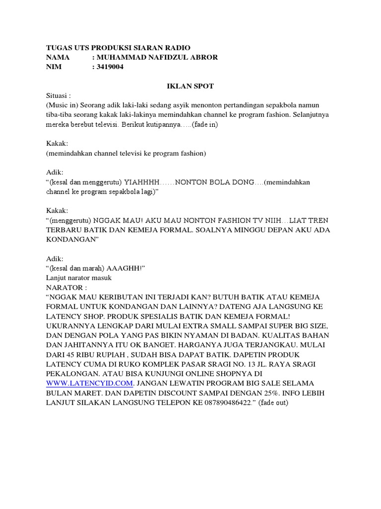 Naskah Siaran Radio | PDF