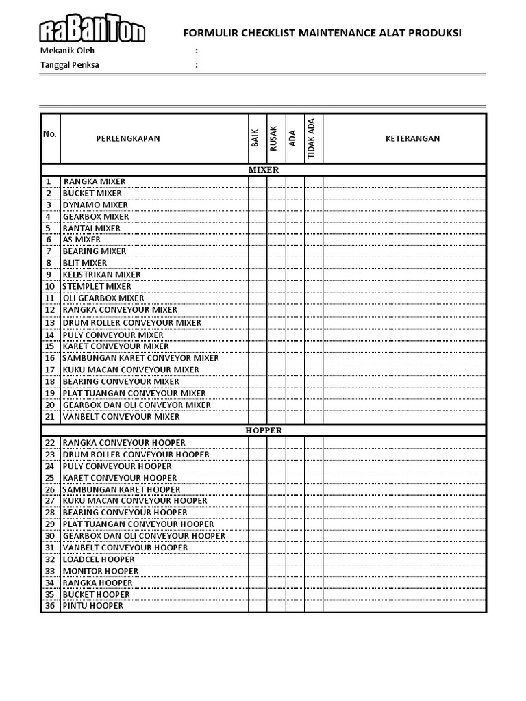 Ceklist Produksi | PDF