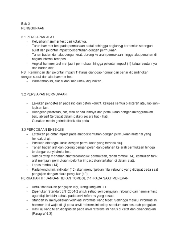 Cara Penggunaan Hammer Test | PDF
