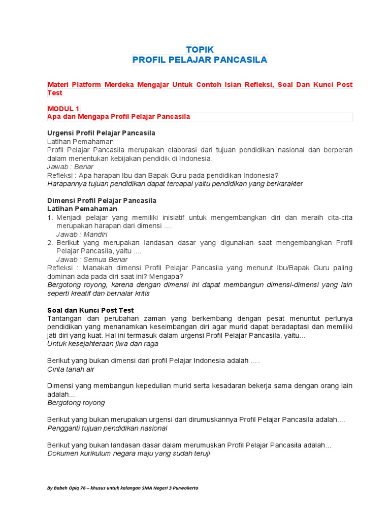 Dimensi Profil Pelajar Pancasila | PDF
