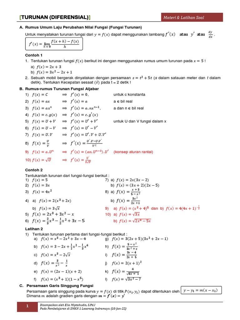 11 Turunan (Diferensial) Ok | PDF