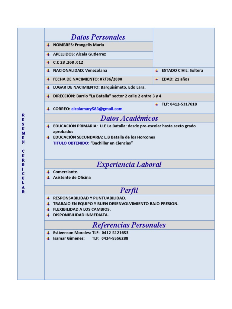 Formato Curriculum Maria | PDF