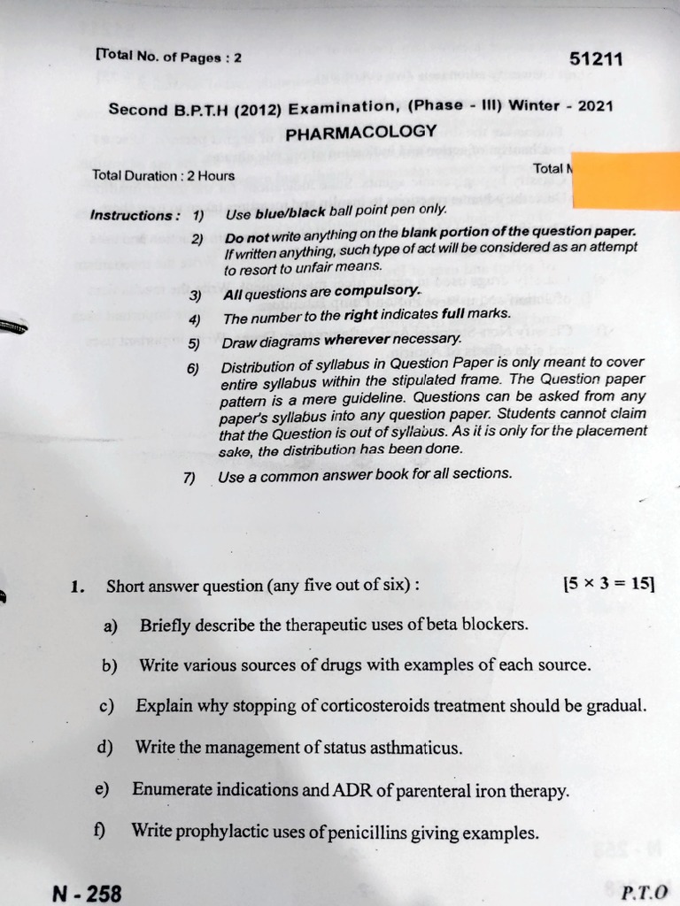2nd Year Pharmacology Papers | PDF | Causes Of Death | Pharmaceutical Sciences