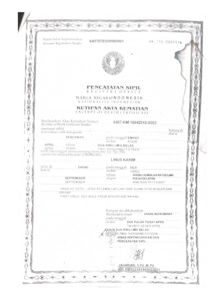 Akta Kematian | PDF