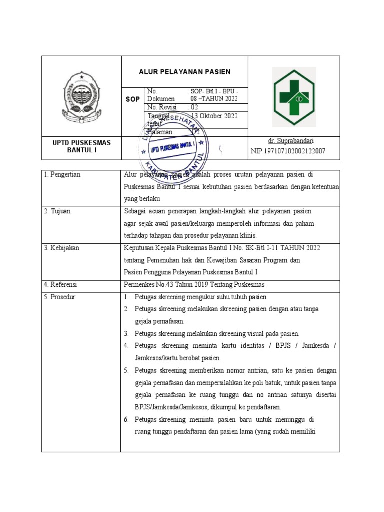 SOP Alur Pelayanan Pasien | PDF