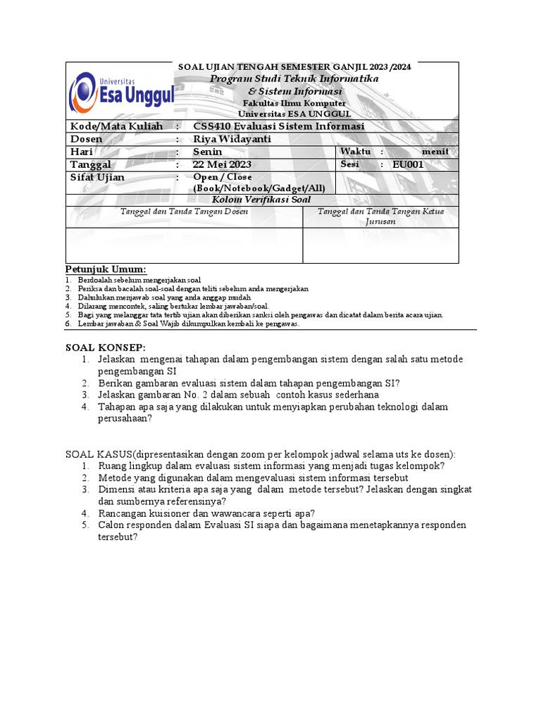 Soal ESI UTS ONLINE GANJIL 2023 | PDF