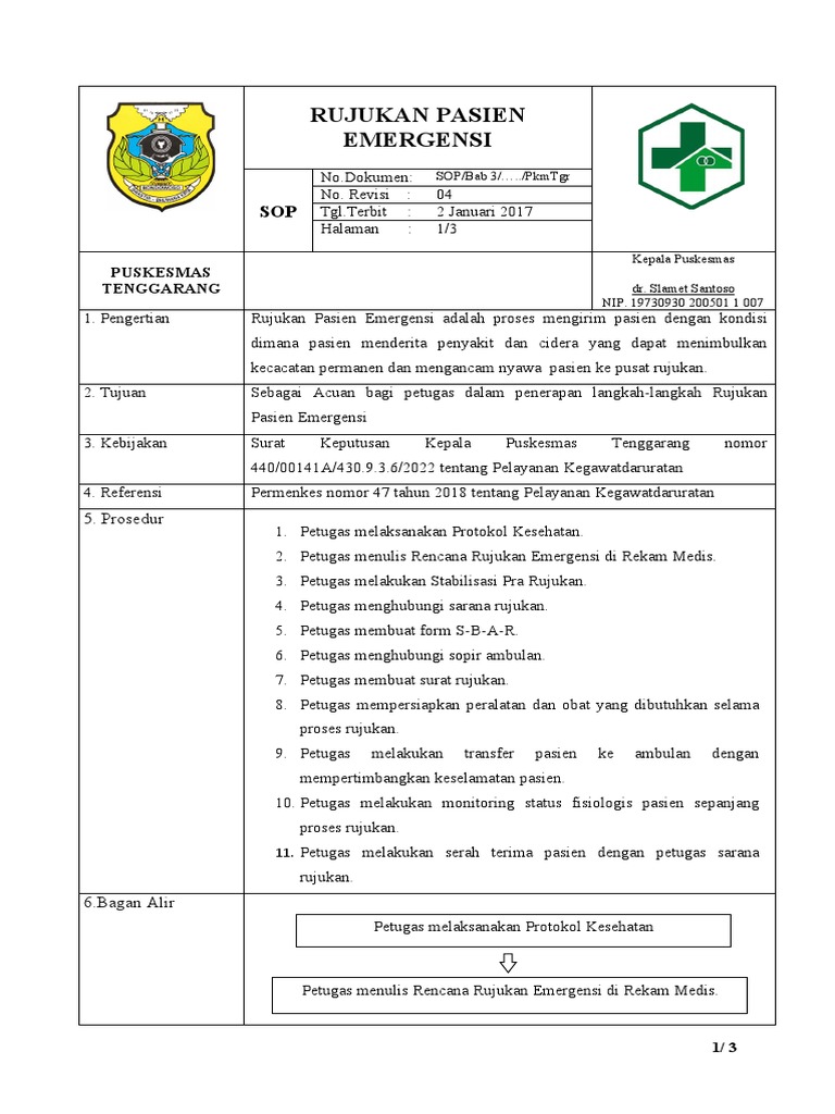 1. SOP Rujukan Emergensi(1) | PDF