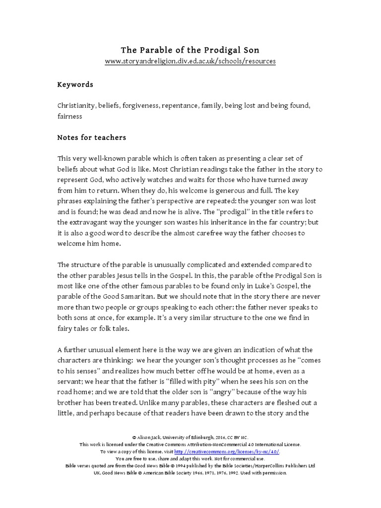 Prodigal Son | PDF | Parables Of Jesus | Jesus