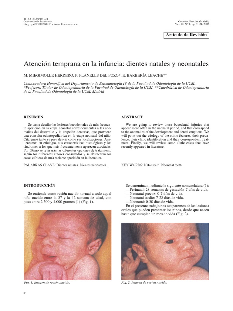 Dientes Natales y Neonatales | PDF | Diente | Odontología
